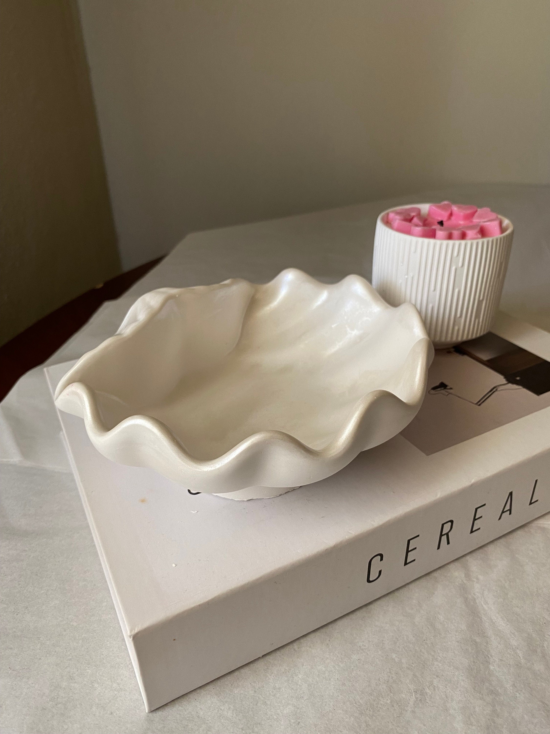 Large Seashell Concrete Tray for Coastal Home Decor, Seashell Shaped ...