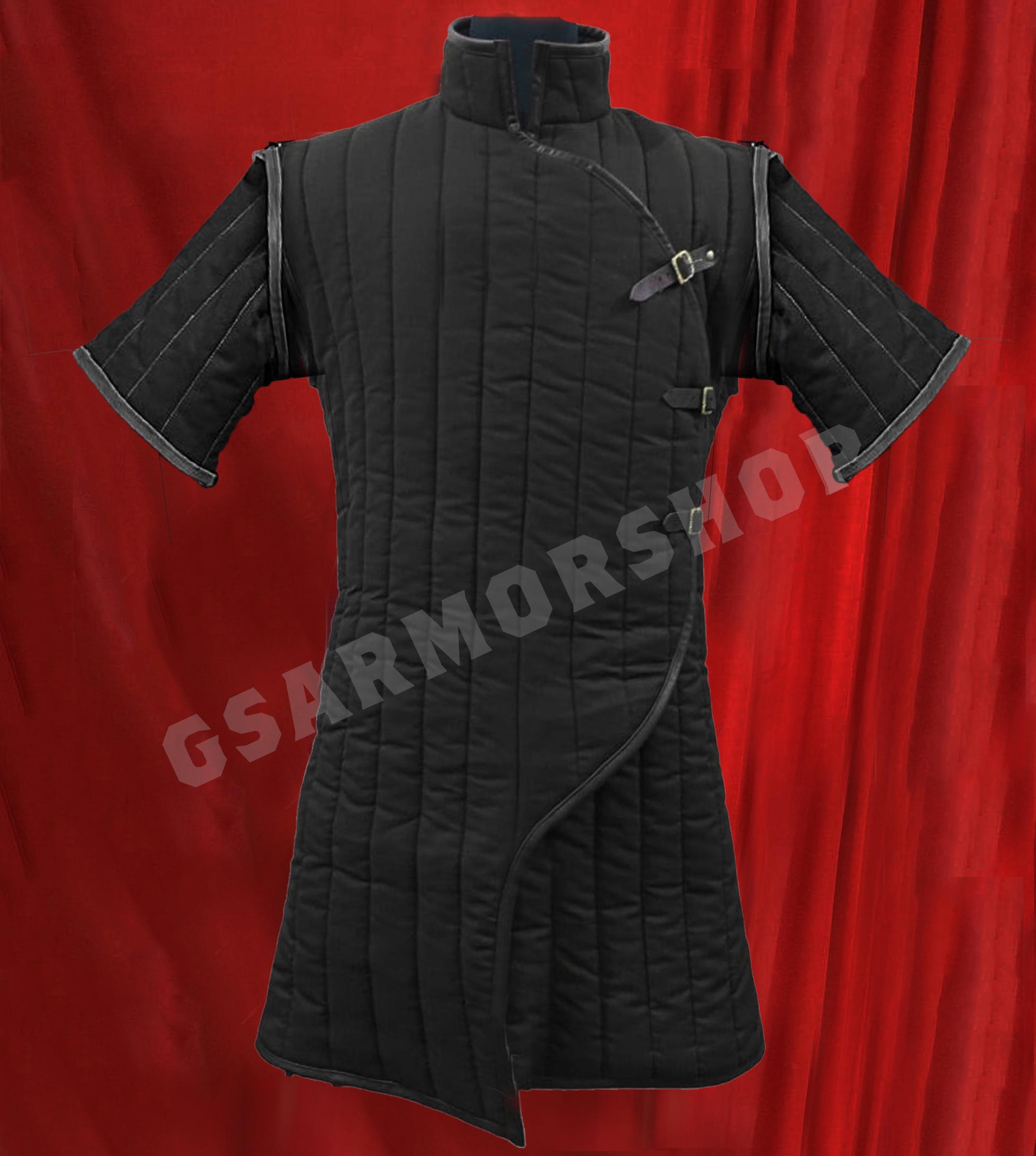 Medieval Gambeson Black Cotton Fabric Viking Protective Jacket Costume ...