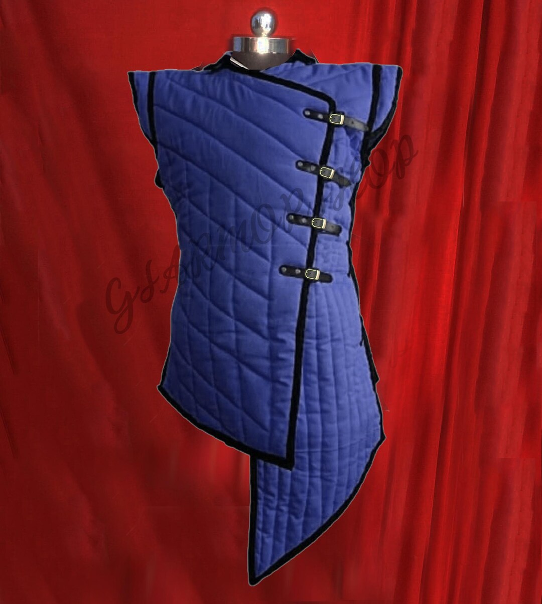 Medieval Fancy Gambeson Cotton Fabric Protective Sleeveless With Coller ...