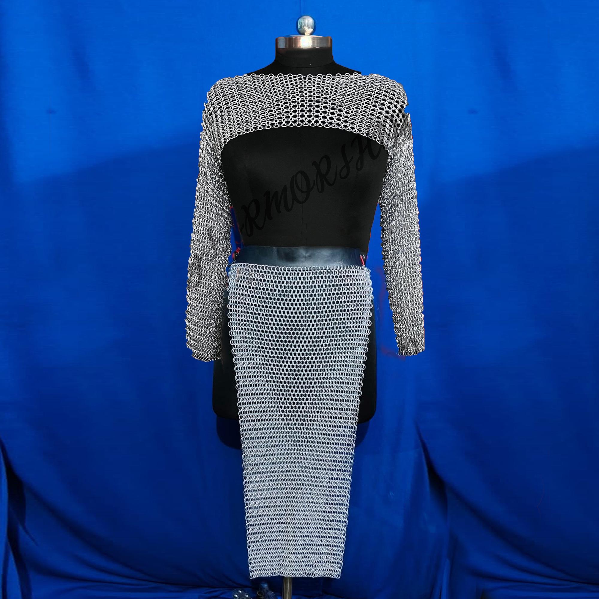 Chainmail Long Skirt With Leather Belt, Aluminum 10MM Butted Ring ...