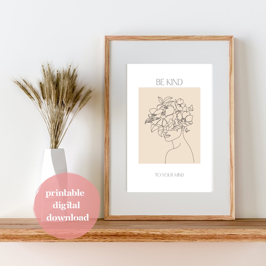 Poster "be Kind to Your Mind" - Lineart | Heavenly Wall Art, Boho Wall ...