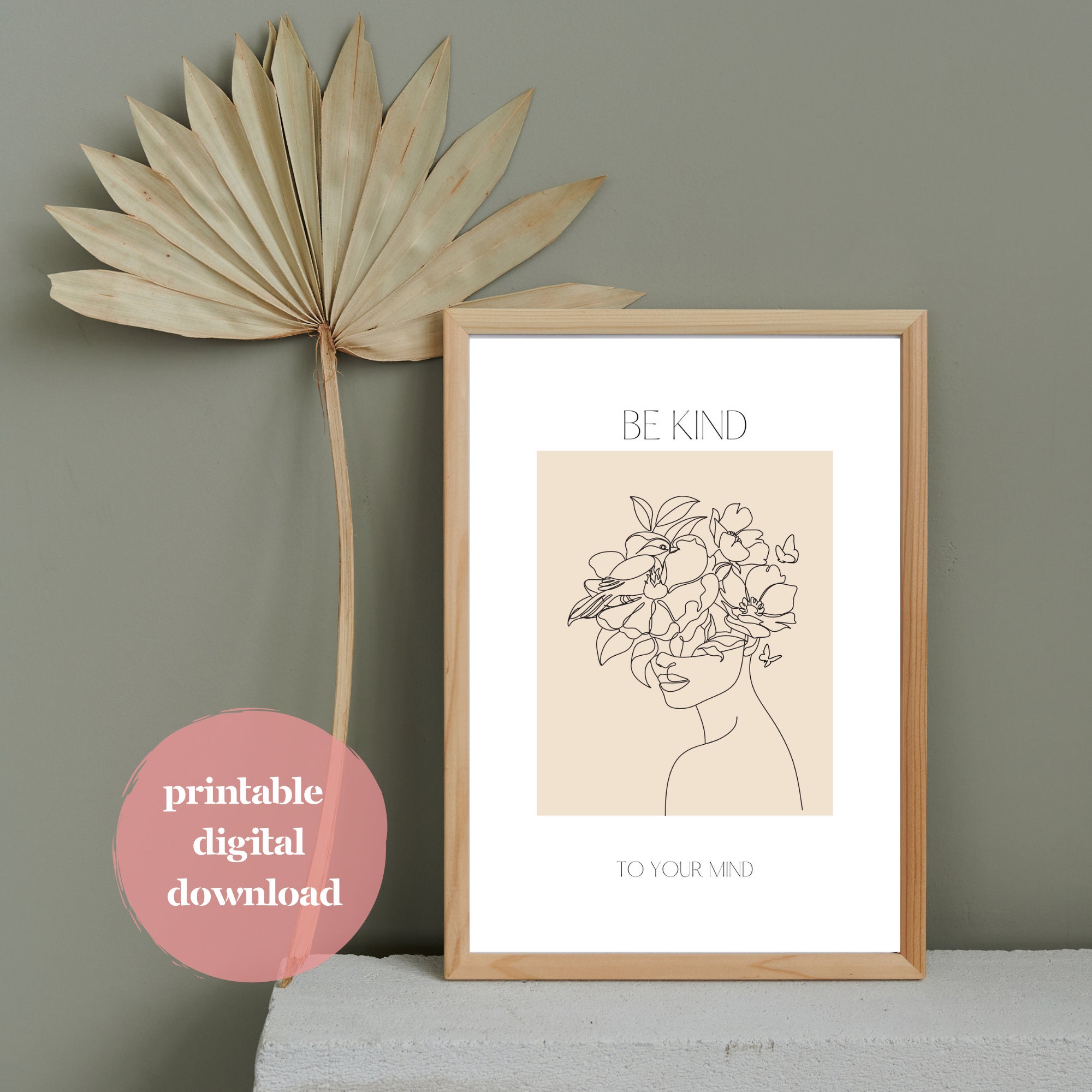Poster be Kind to Your Mind Lineart Heavenly - Etsy