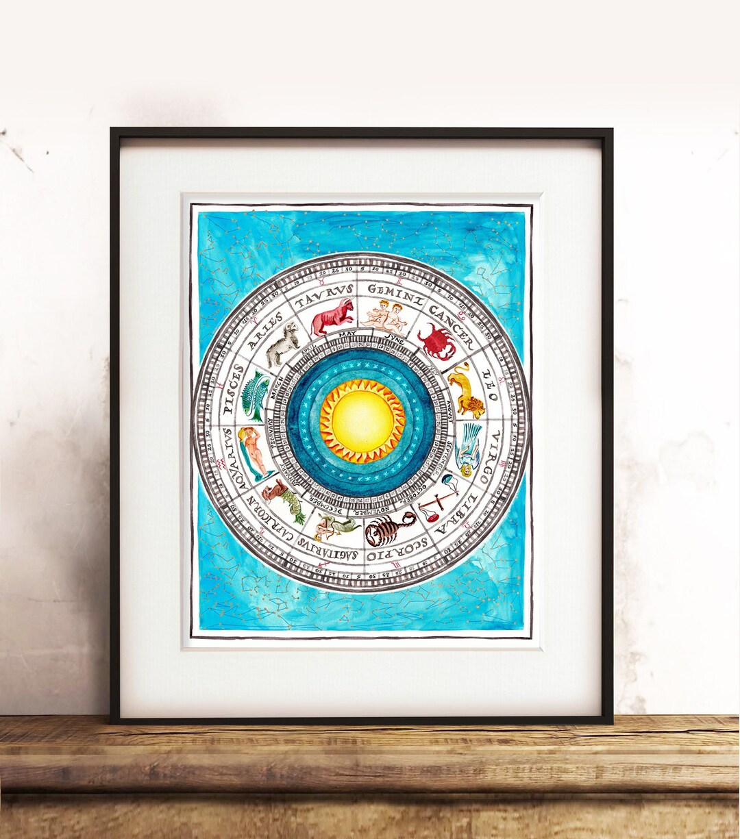 Celestial Zodiac Calendar | Art Print of Original Painting | Astrology ...