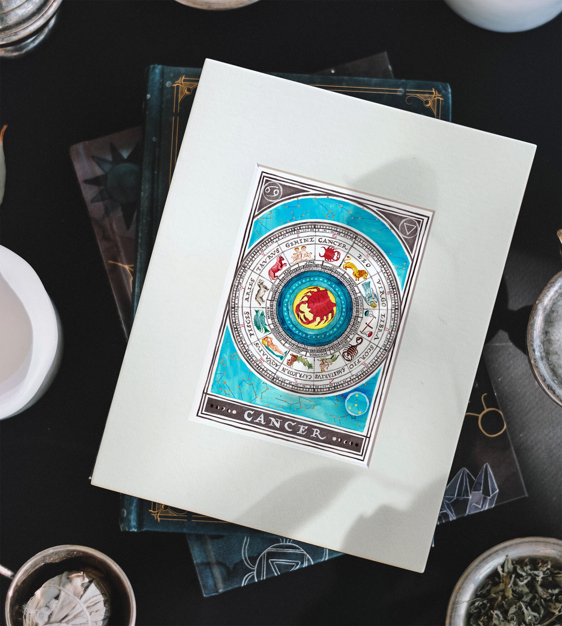 CANCER Celestial Zodiac Calendar | Art Print of Original Painting ...