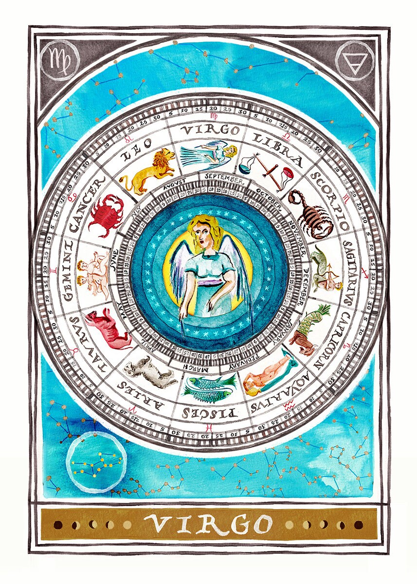 VIRGO Celestial Zodiac Calendar | Art Print of Original Painting ...