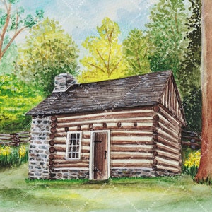 Colonial Log Cabin Lawrence Cabin Art Print of Original - Etsy