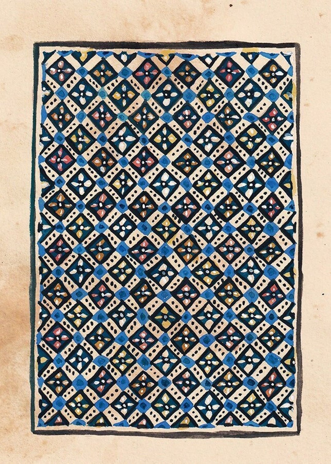 Blue Lotus Suzani | Art Print of Original Painting | Floral Symbolism ...