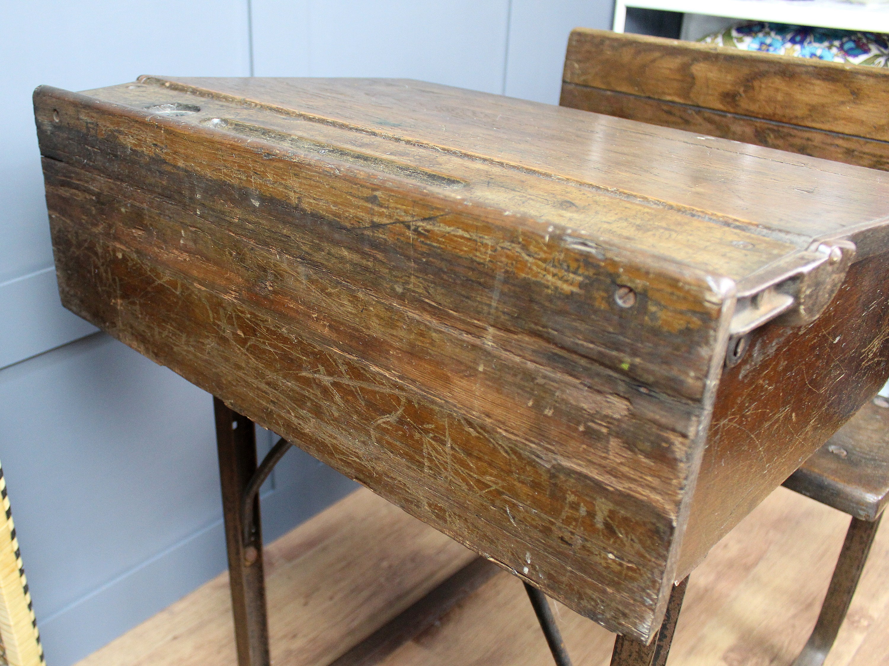 Victorian Oak Child School Desk With Folding Seat and Cast - Etsy UK