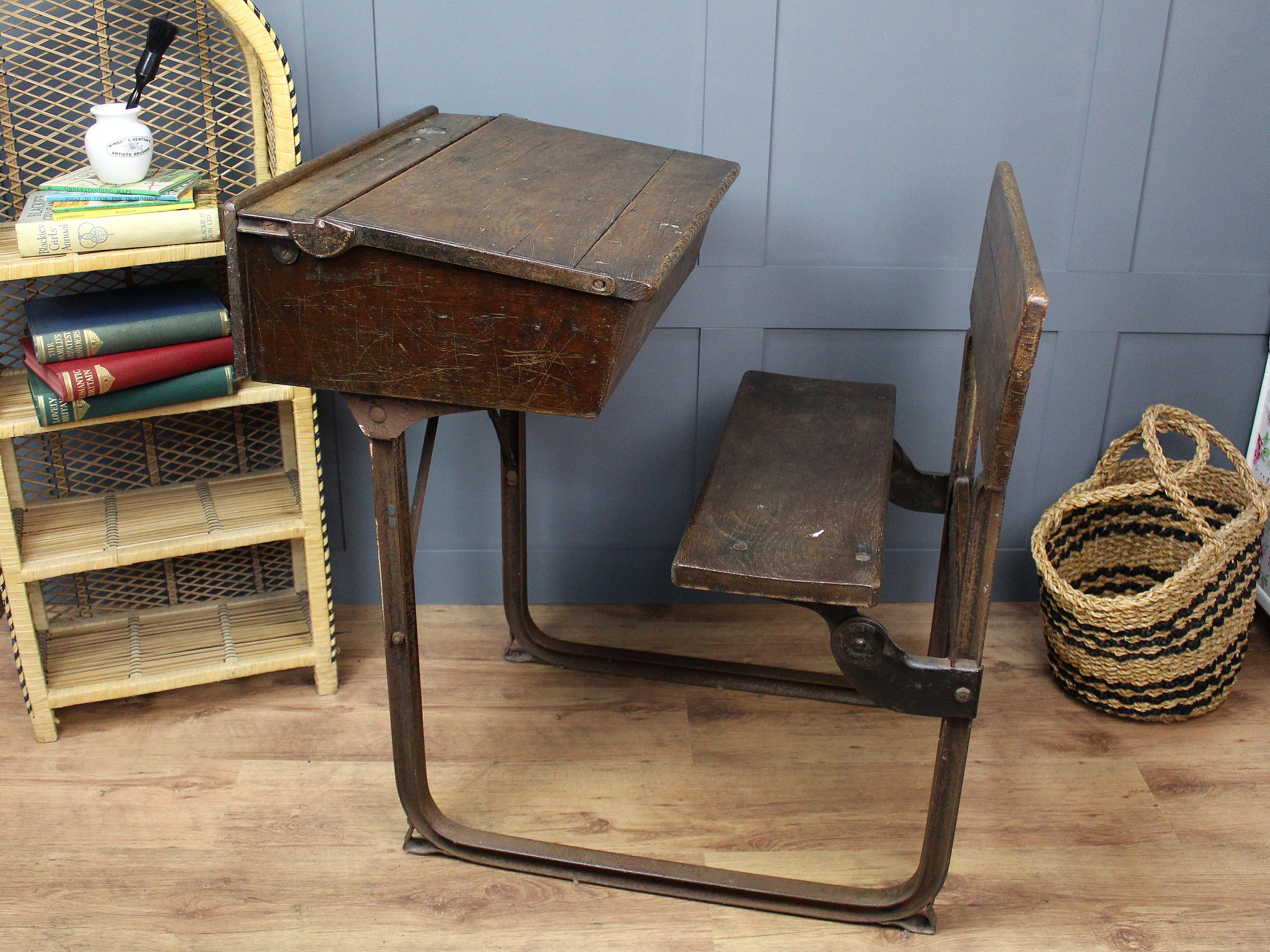 Victorian Oak Child School Desk With Folding Seat and Cast - Etsy UK