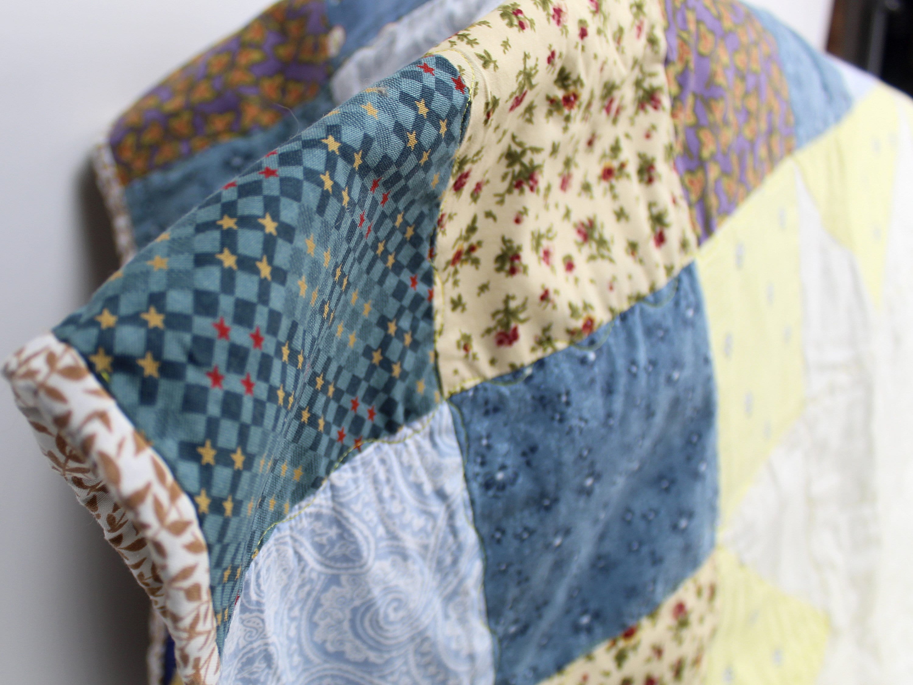 Small Handmade Patchwork Quilt Lovely Vintage Fabrics in a Range of ...