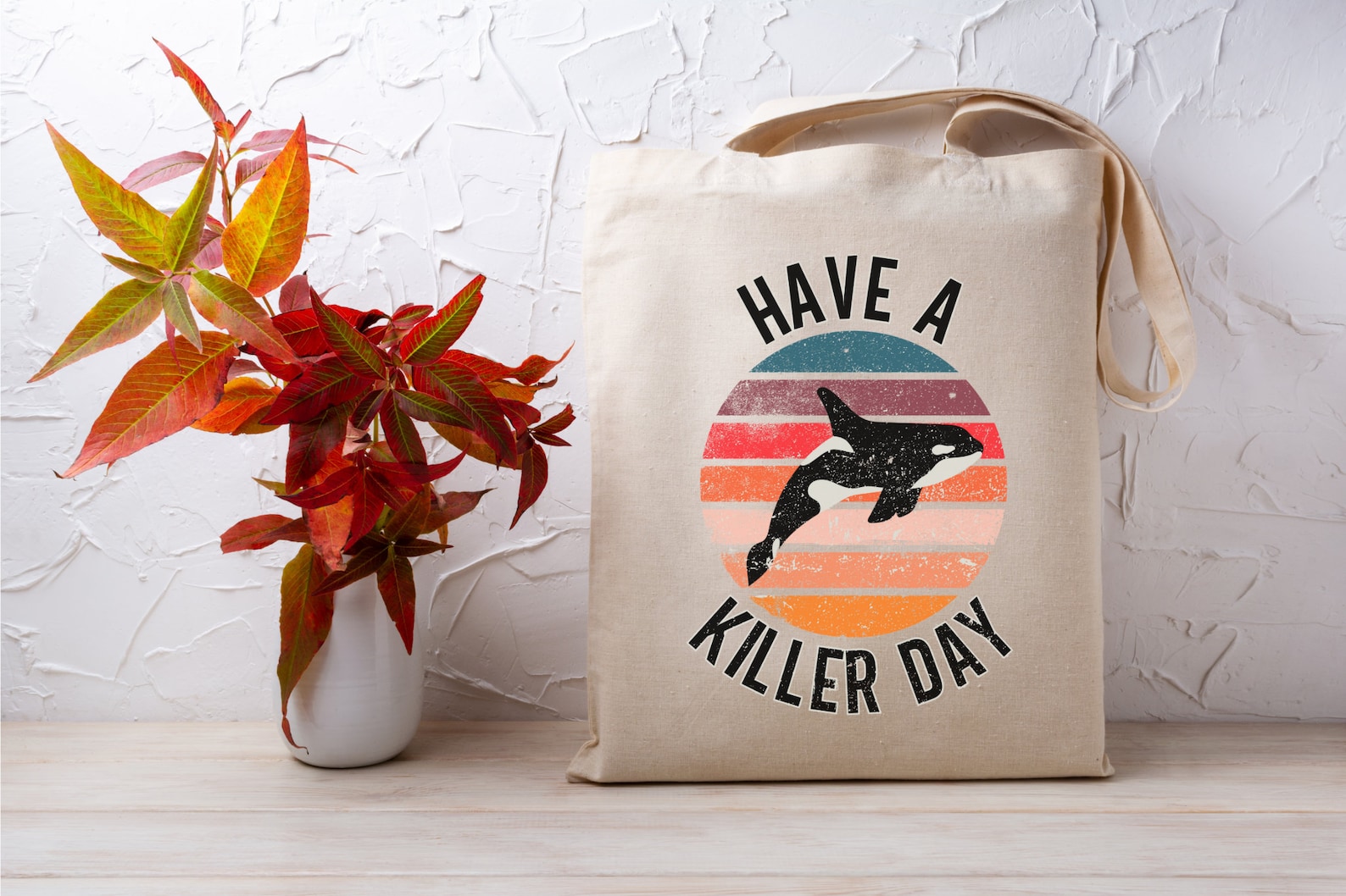 Have A Killer Day Canvas Tote Bag, Cute Orca Tote Bag, Killer Whale ...
