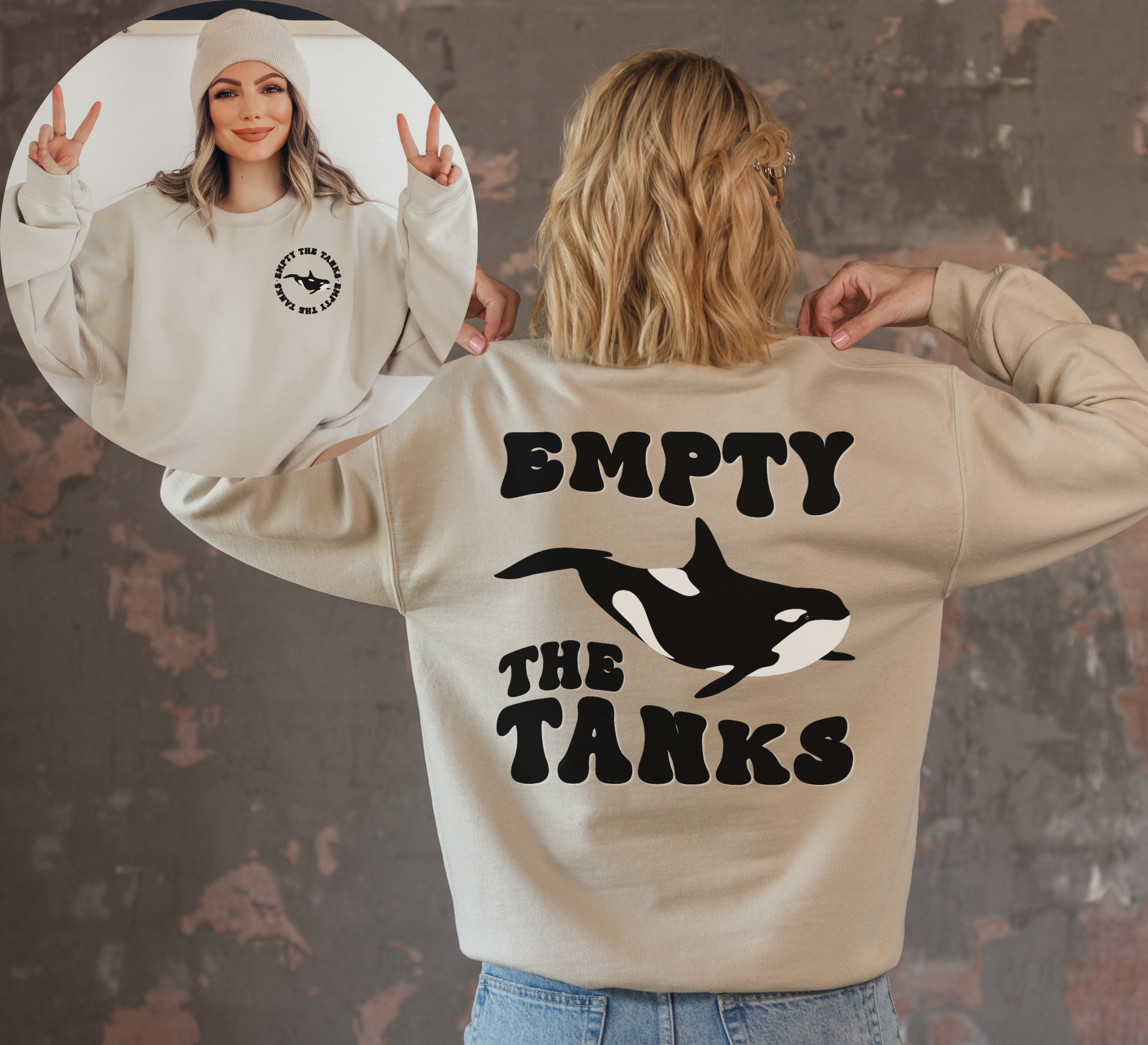 Empty the Tanks Sweater, Unisex Orca Sweatshirt, Surfer Whale ...