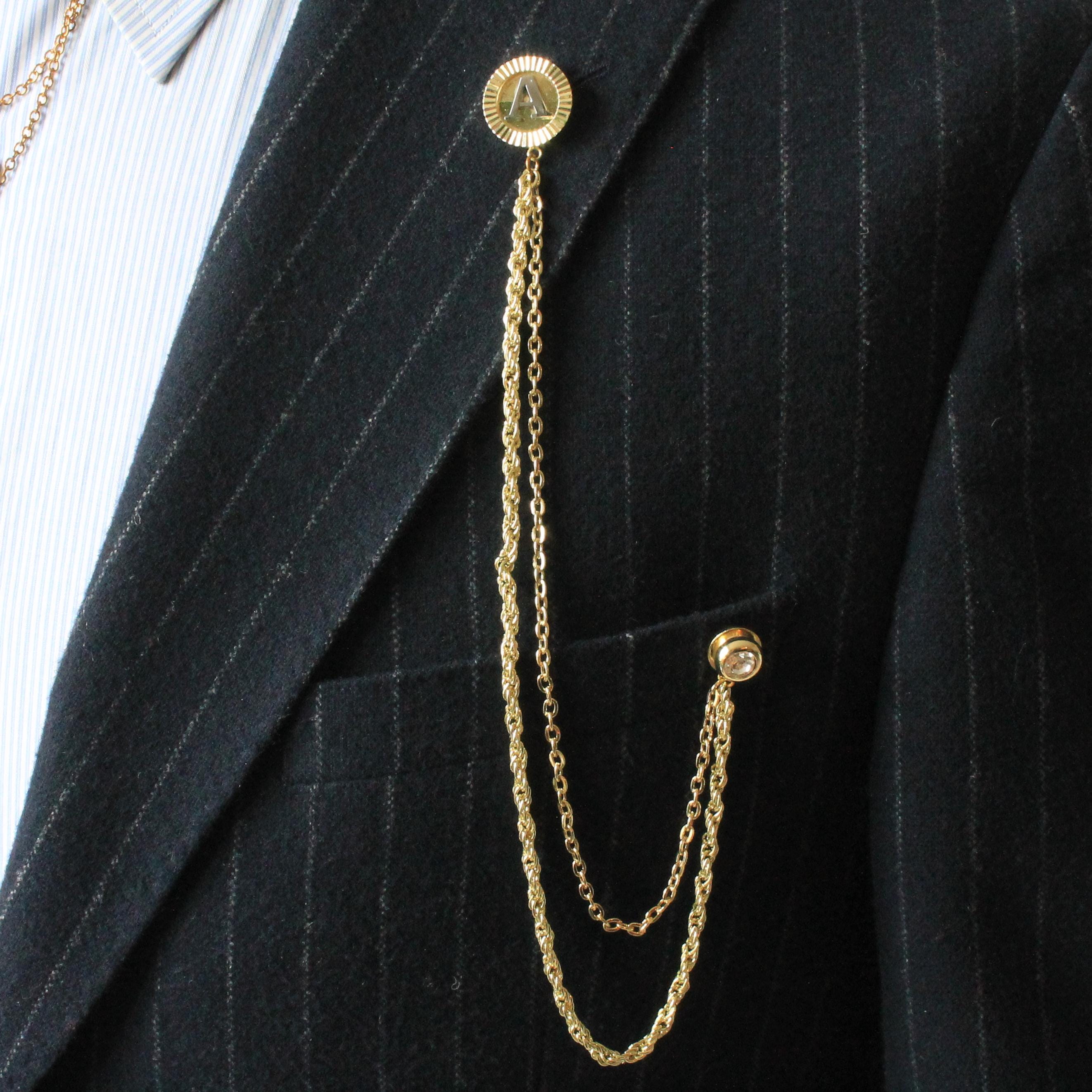 Customized Handmade Chain Lapel Brooch, Personalized Letter Jacket ...