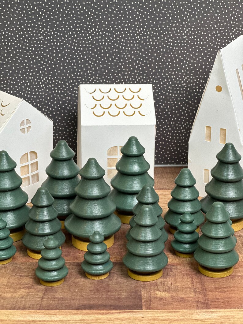 Sage Colored Wooden Trees, Set of 3, Eco Friendly Sensory Play and Kids ...