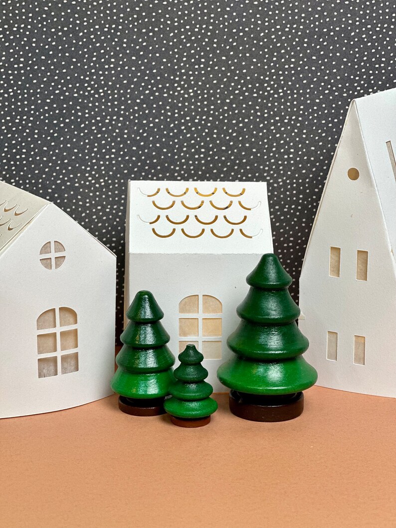 Sage Colored Wooden Trees, Set of 3, Eco Friendly Sensory Play and Kids ...