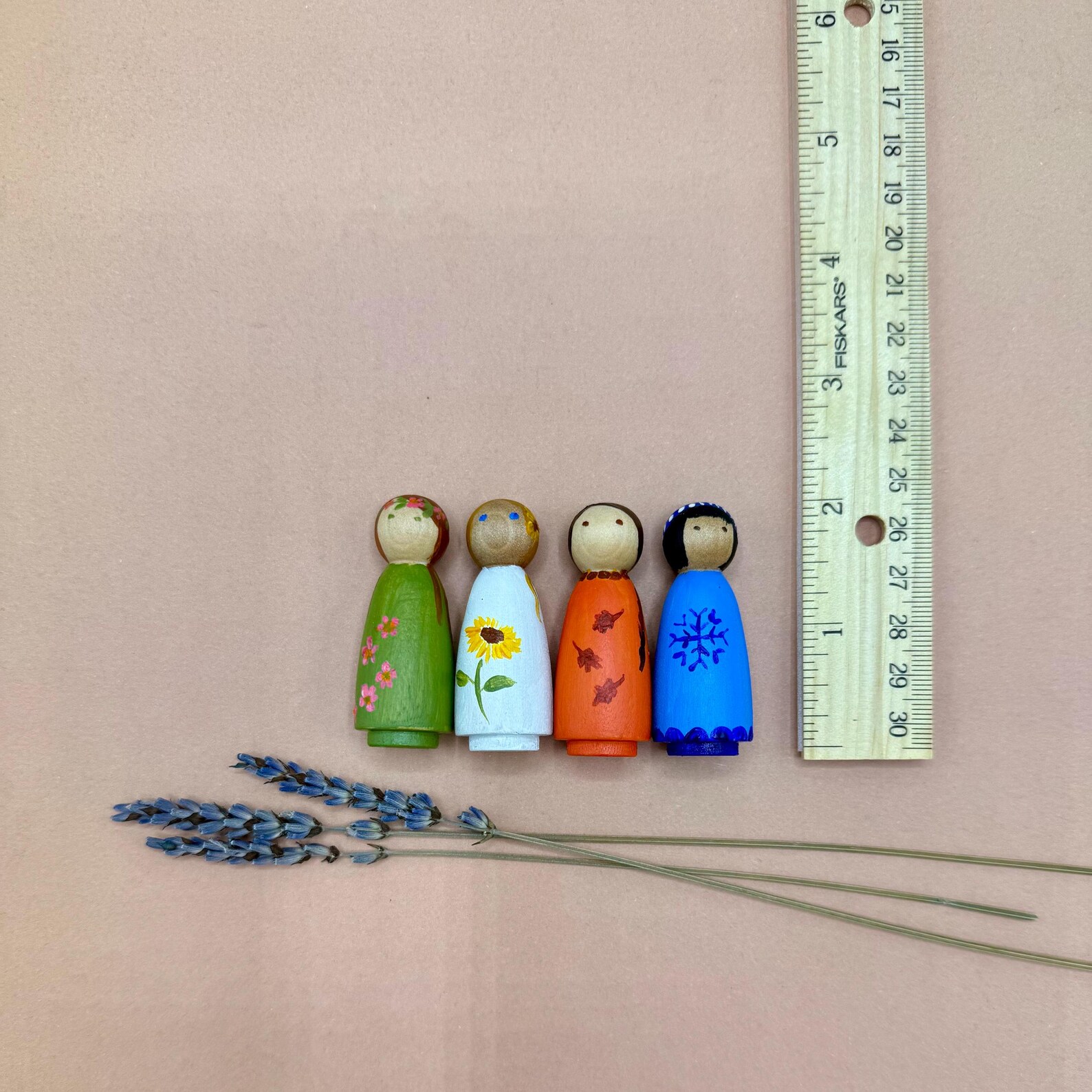 4 Seasons Hand-painted Peg Dolls - Waldorf-inspired Heirloom Toy for ...