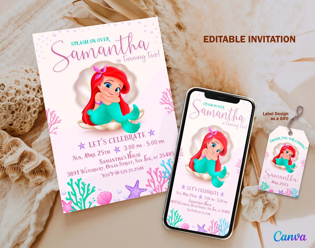 Editable Little Mermaid Invitation Mermaid Invitation Little - Etsy