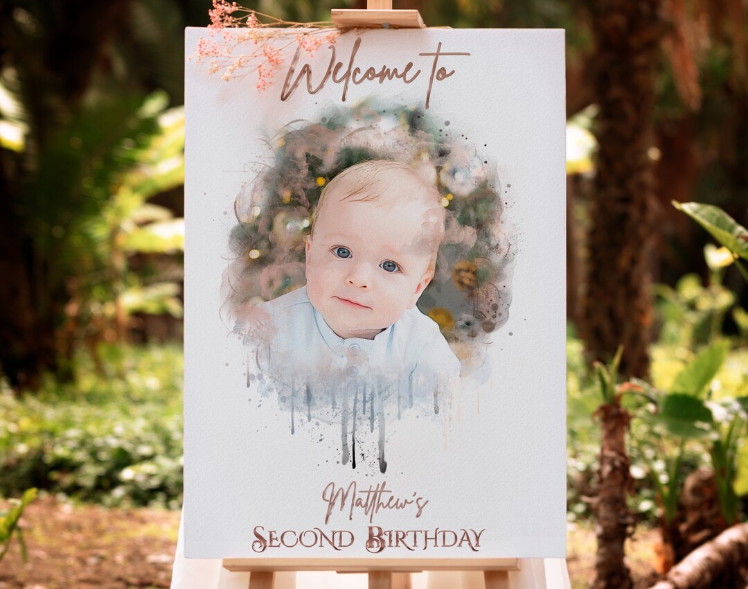 Watercolor Welcome Sign Portrait Sign From Photo Custom - Etsy