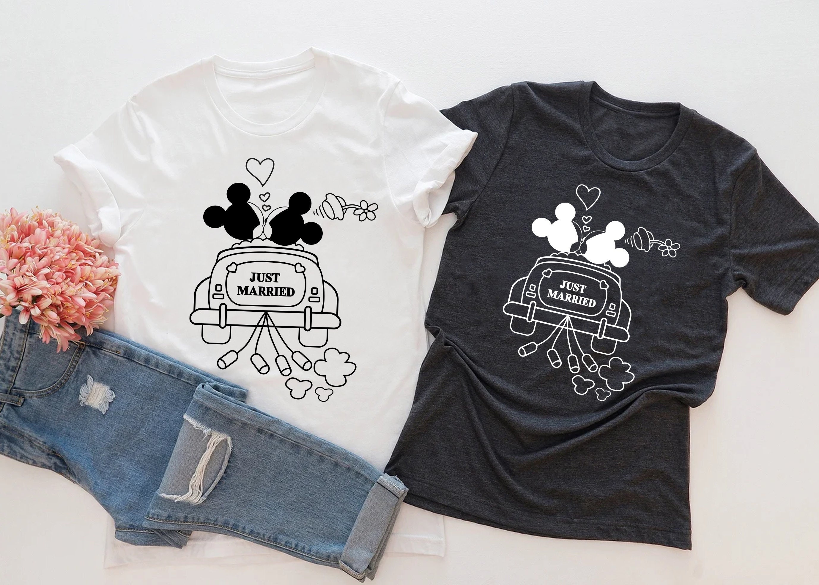 Just Married Disney Shirt, Disney Couple Shirt, Disneyland Wedding Gift ...