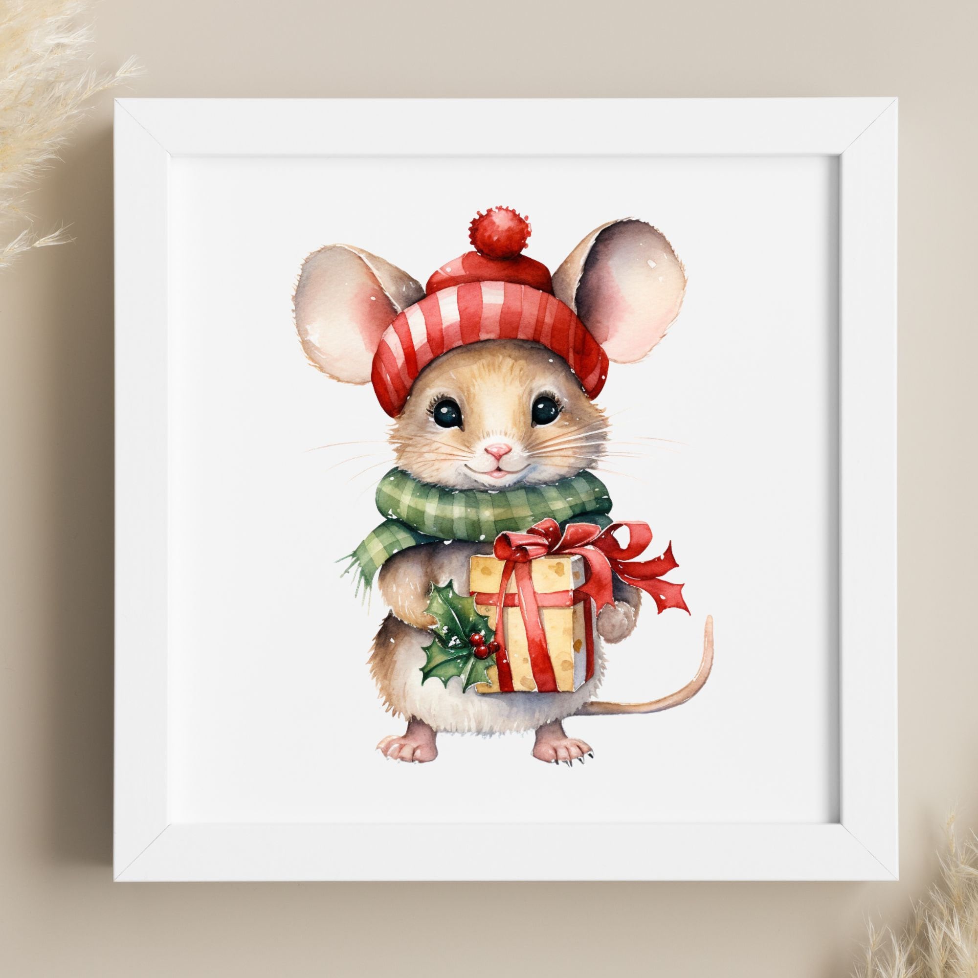 Christmas Mouse Watercolor Clipart Bundle, Set of 17 HQ Cute Mice PNG ...