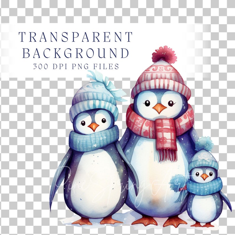 Penguin Clipart Watercolor Christmas Penguin Clipart Bundle Png, Winter ...