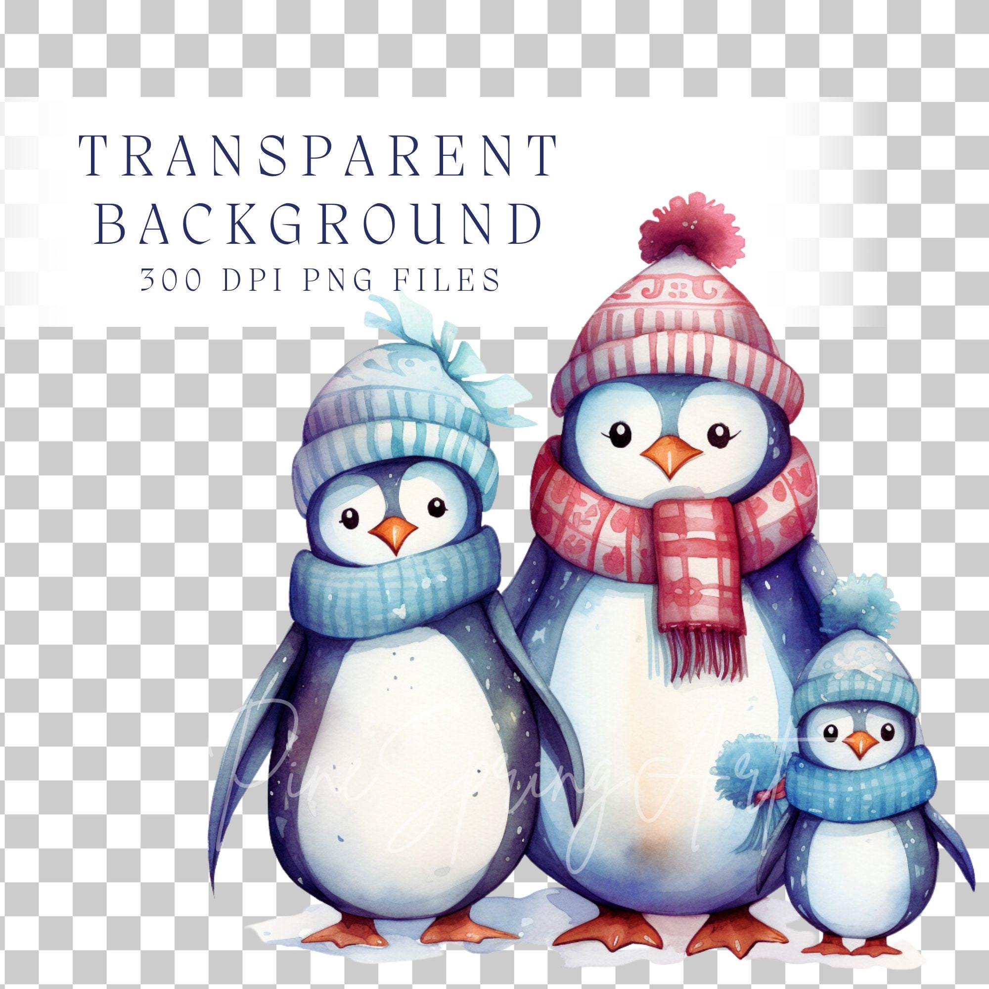 Penguin Clipart Watercolor Christmas Penguin Clipart Bundle Png, Winter ...
