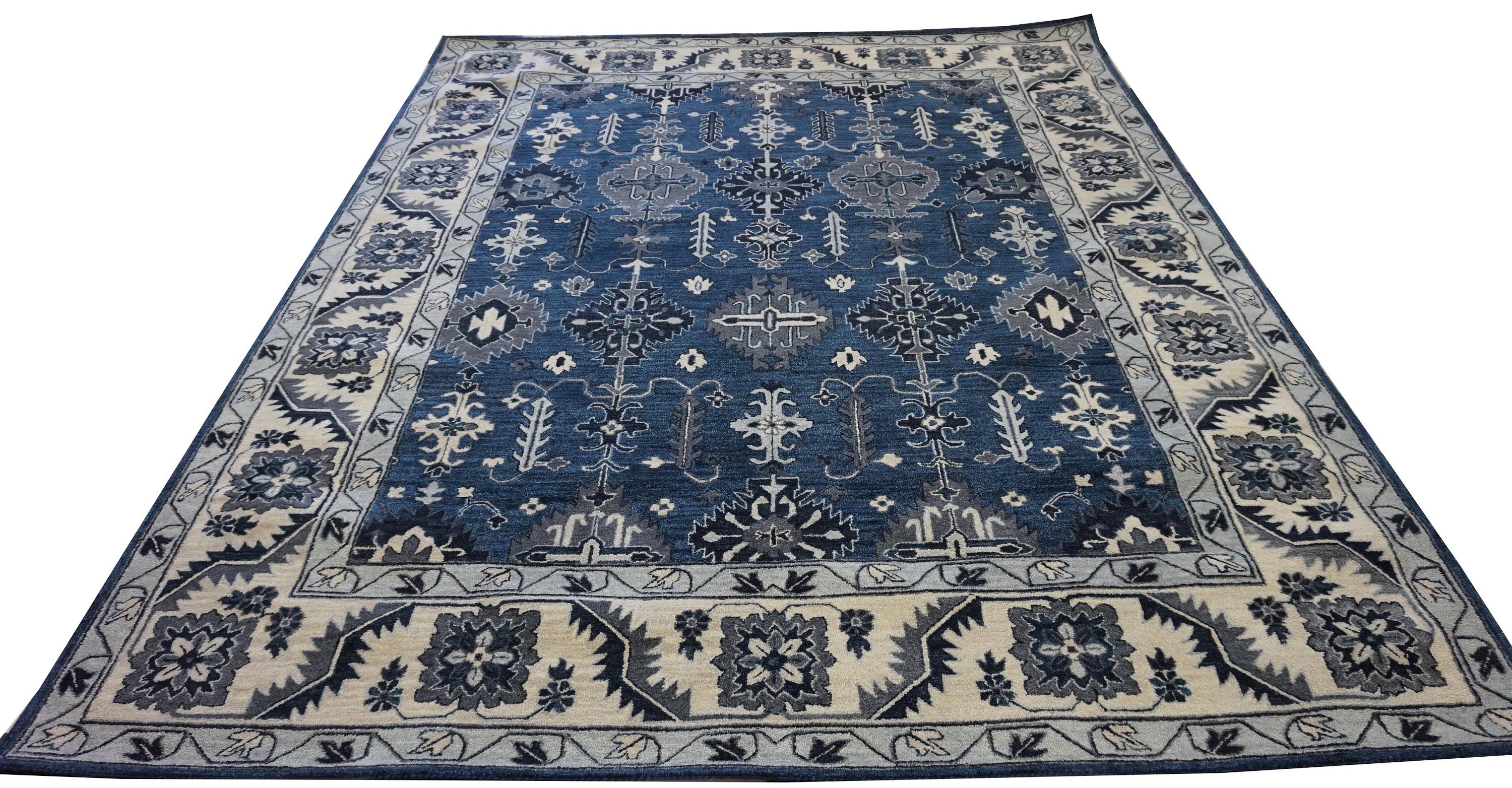 Navy Blue Field Wool 8x10 Area Rug - Etsy