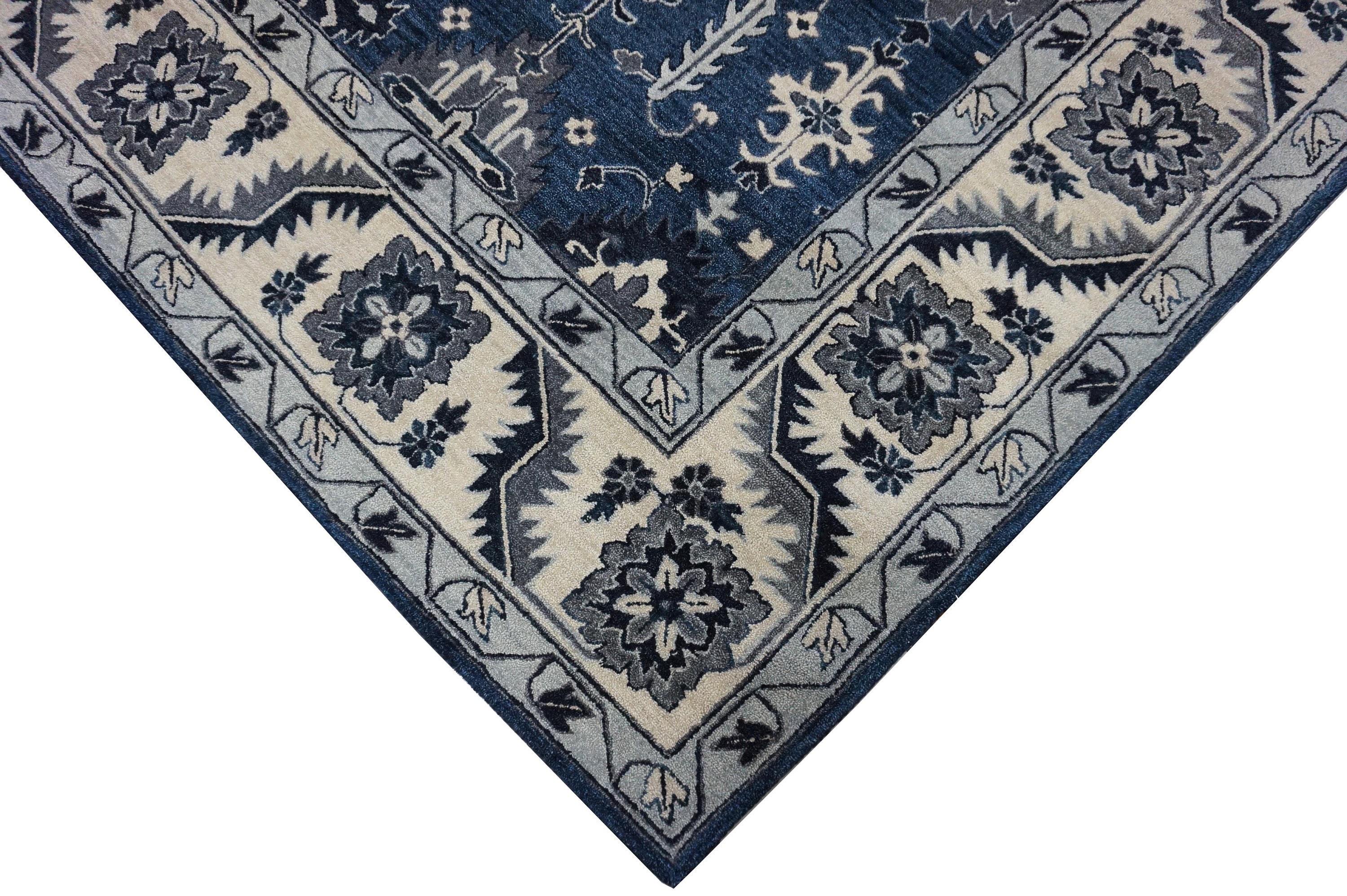 Navy Blue Field Wool 8x10 Area Rug - Etsy