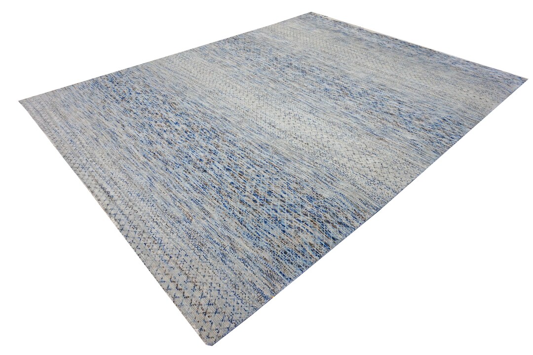 Transitional Modern Blue and Silver Area Rug in 8x10 & 9x12 - Etsy