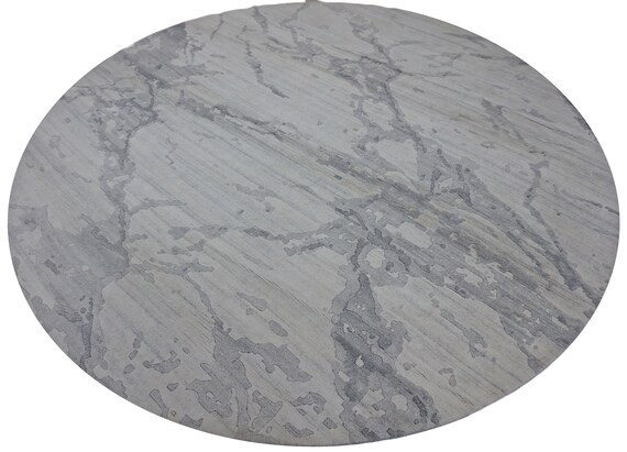 Modern 8ft Round Rug in White and Gray Colors - Etsy
