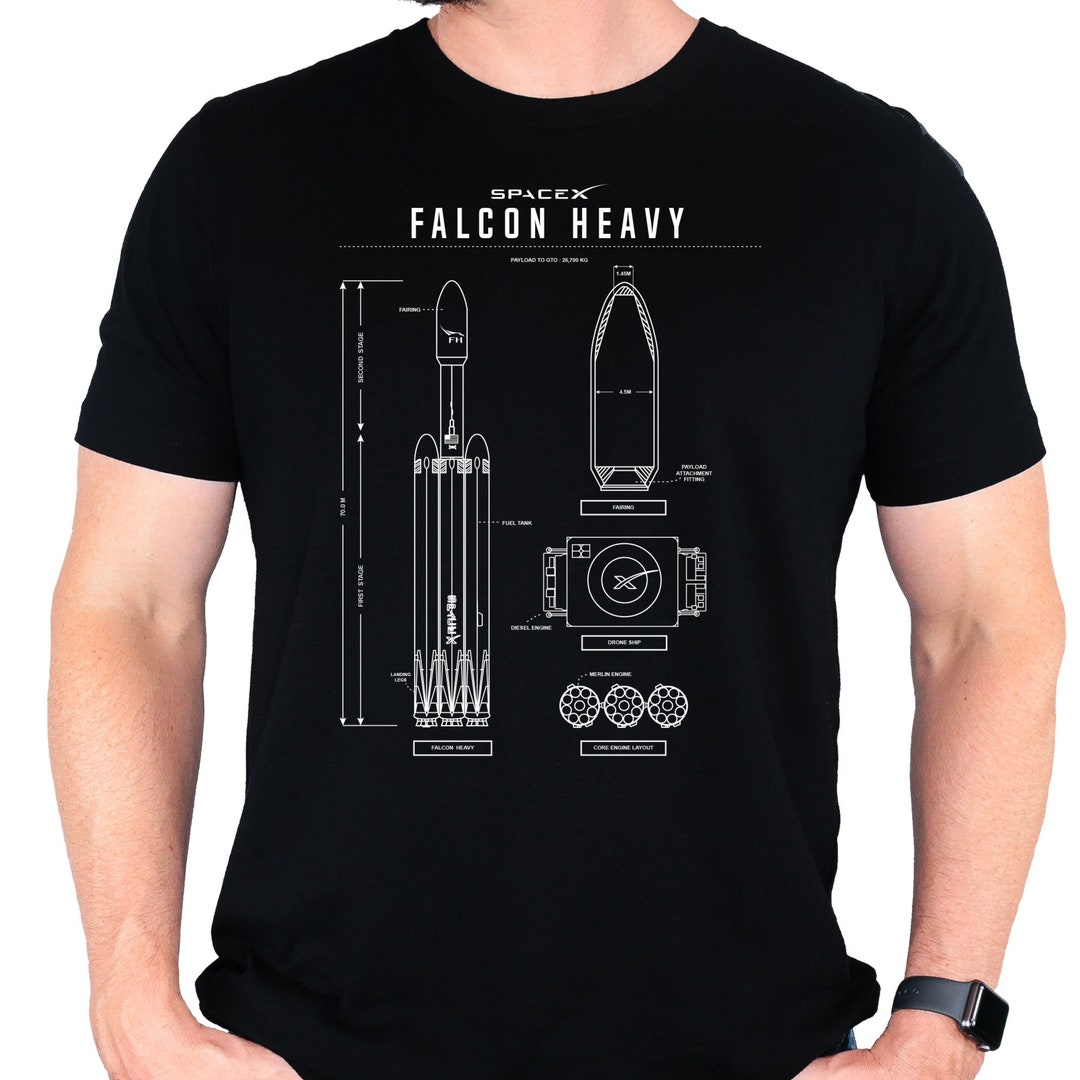 Spacex Falcon Heavy Schematic Adult Shirt - Etsy