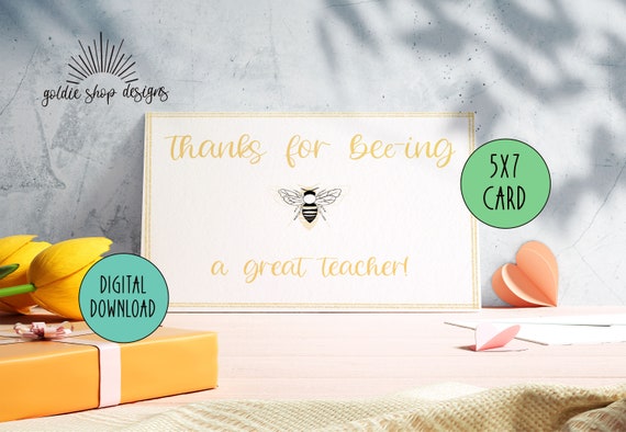 Teacher Appreciation Card Thank You for Bee-ing a Great - Etsy