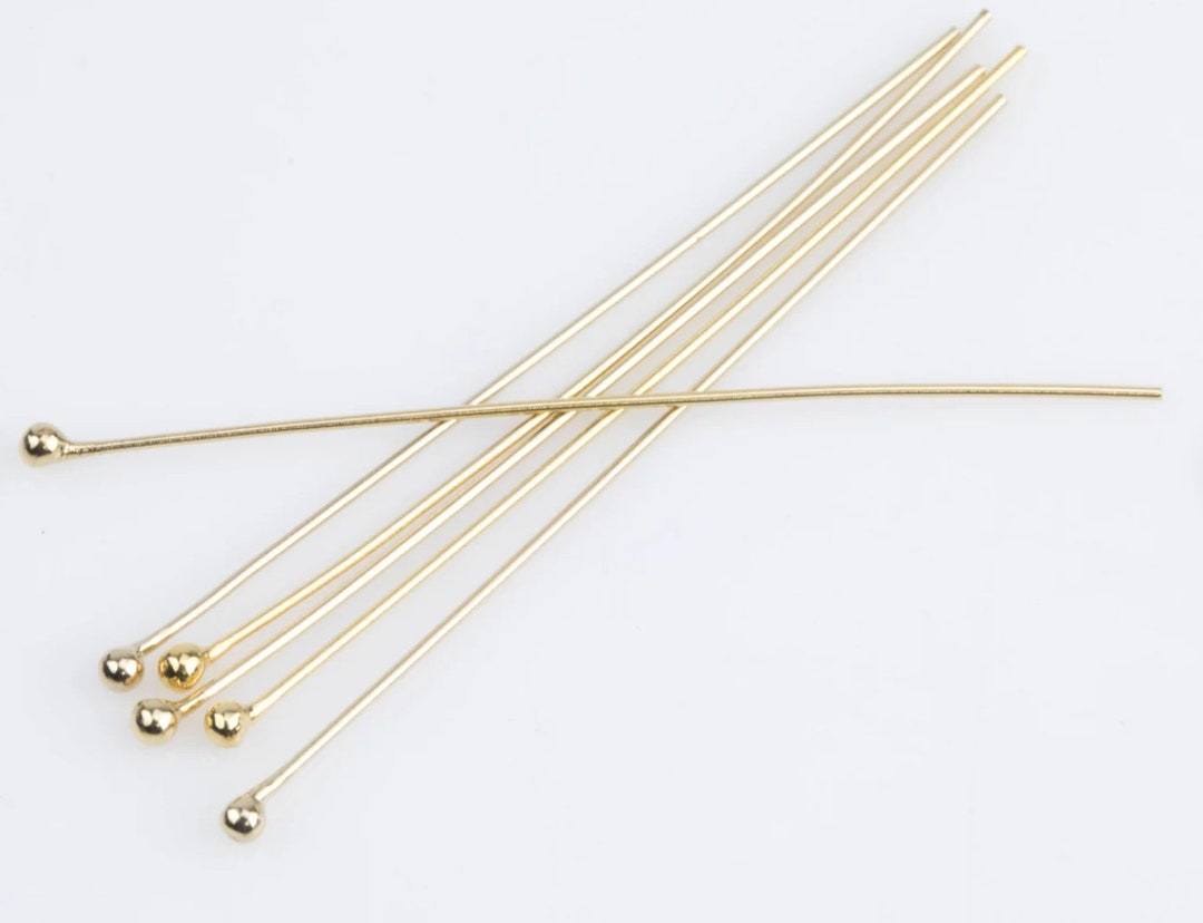 14KGF | Ball Head Gold Filled Pin | 24gauge | 2 Inch L 1.5 Mm Ball Head Pin | 1/20 14K Gold ...