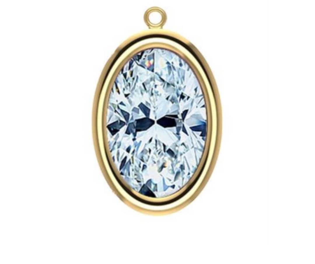 14KGF | 6*4mm Oval Cut CZ Gold Filled Bezel Charm | Oval CZ Dangle | Gold Filled Bezel Drop | 1/ ...