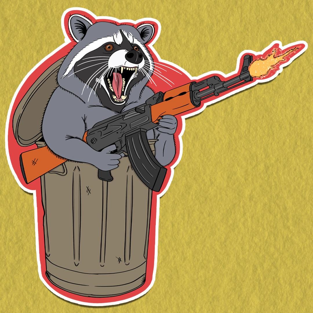 Raccoon Rampage Sticker | Raccoon Stickers | Funny Sticker | Water ...