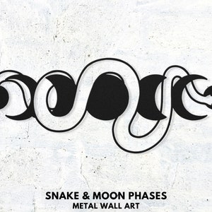 Moon Phases Wall Art, Celestial Snake Metal Art, Boho Bedroom Decor ...