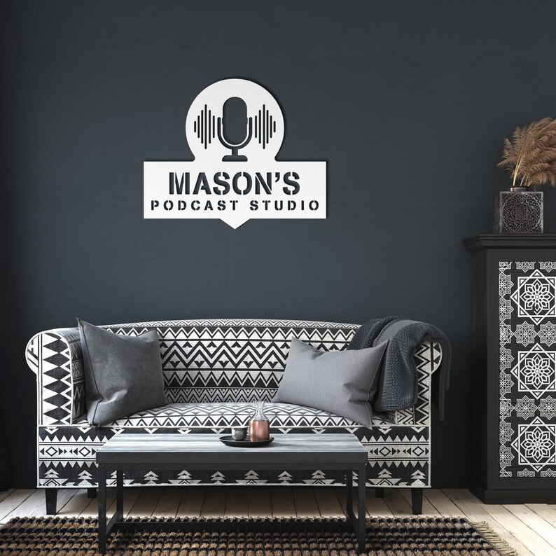 Podcast Sign, Music Studio Logo Metal Sign, Podcast Backdrops, Gift for ...
