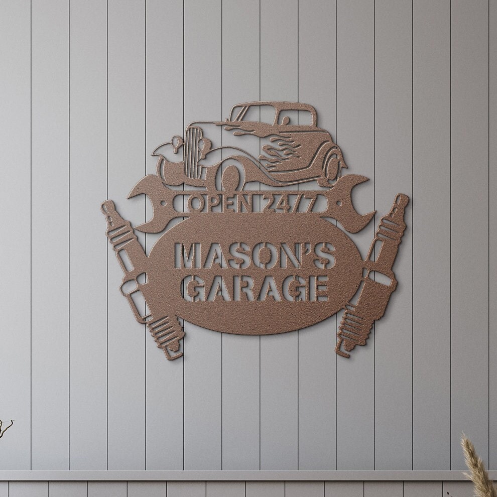 Hot Rod Sign, Garage Metal Sign, Classic Car Parking Garage Decor ...