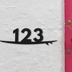 Surfboard House Number Sign, Beach House Decor Metal Address Number ...