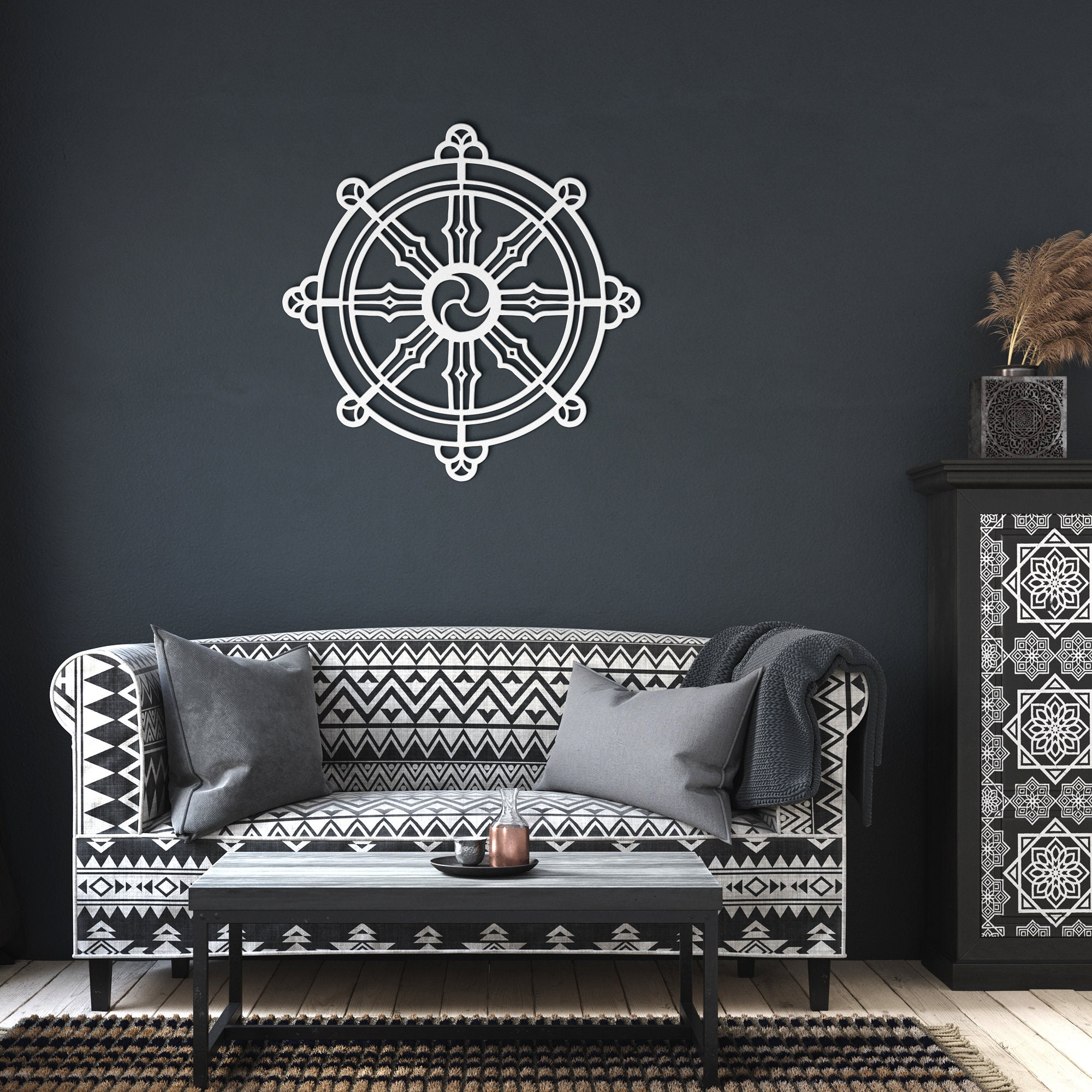 Dharmachakra Wall Art, Chakra Buddhist Gift Dharma Wheel of Law Wheel ...