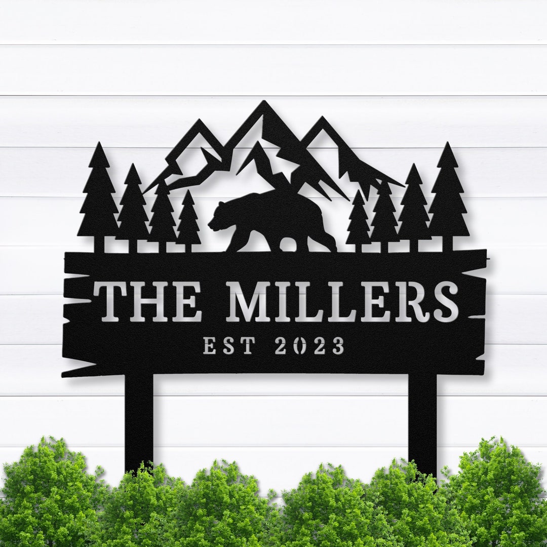 Personalized Cabin Name Sign, Pine Tree Custom Metal Sign, Personalized ...