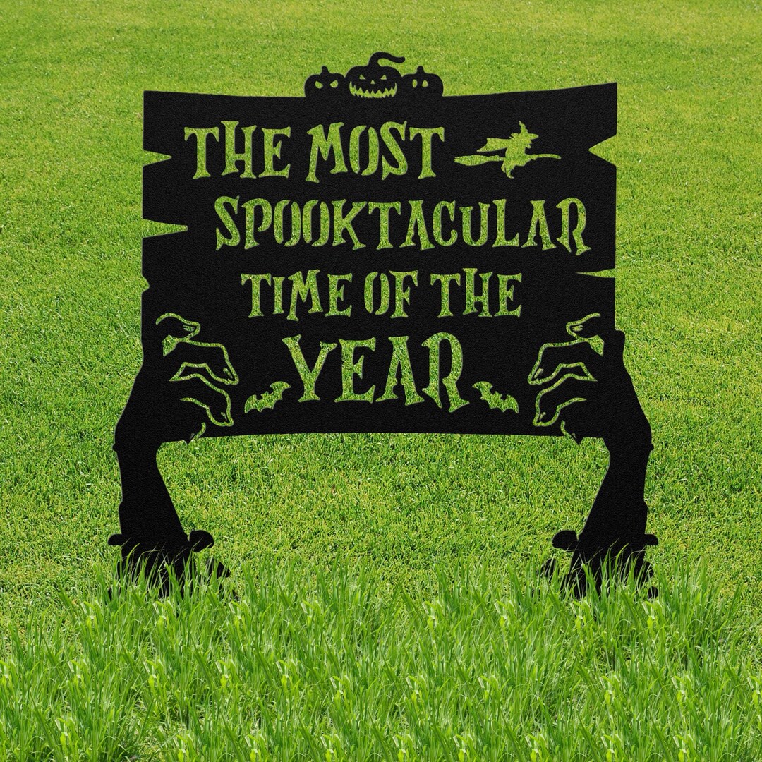 Spooktacular Time of Year Metal Sign With Stake - Halloween Outdoor ...
