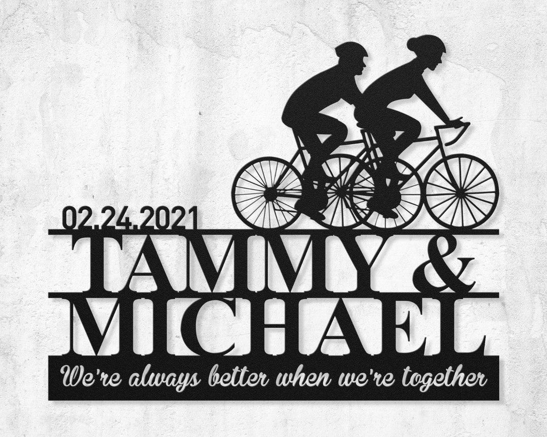 Biker Couple Gift, Cycling Couple Wall Art, Anniversary Gift for Him ...