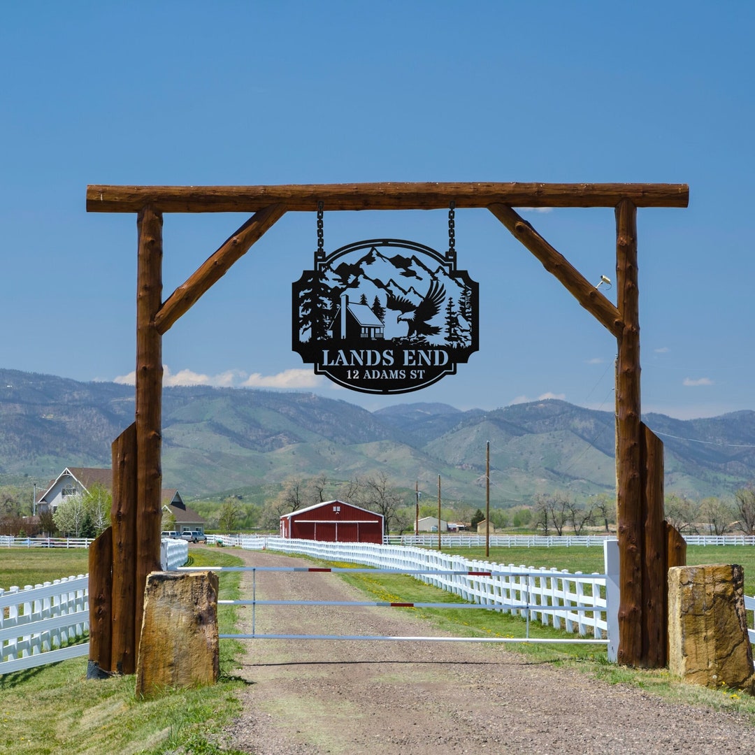 Metal Entrance Sign, Hanging Driveway Farm Welcome Sign, Cabin Metal ...