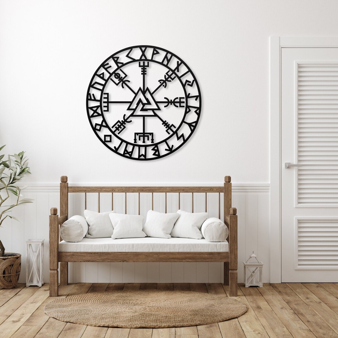 Vegvisir Wall Art, Viking Runes Art, Viking Compass Runic Wayfinder ...