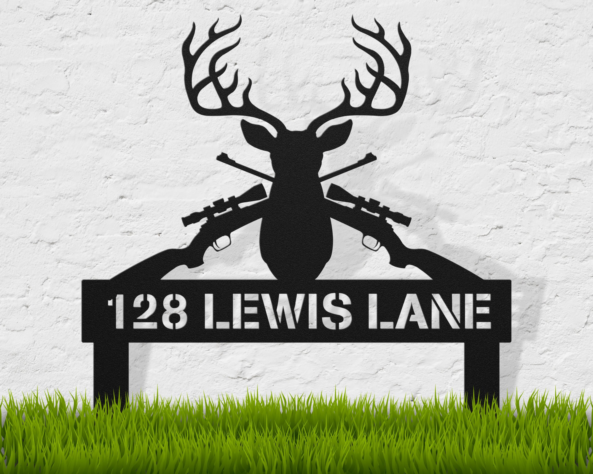 Deer Hunting Address Sign, Outdoor Garden Stake, Antler House Number ...