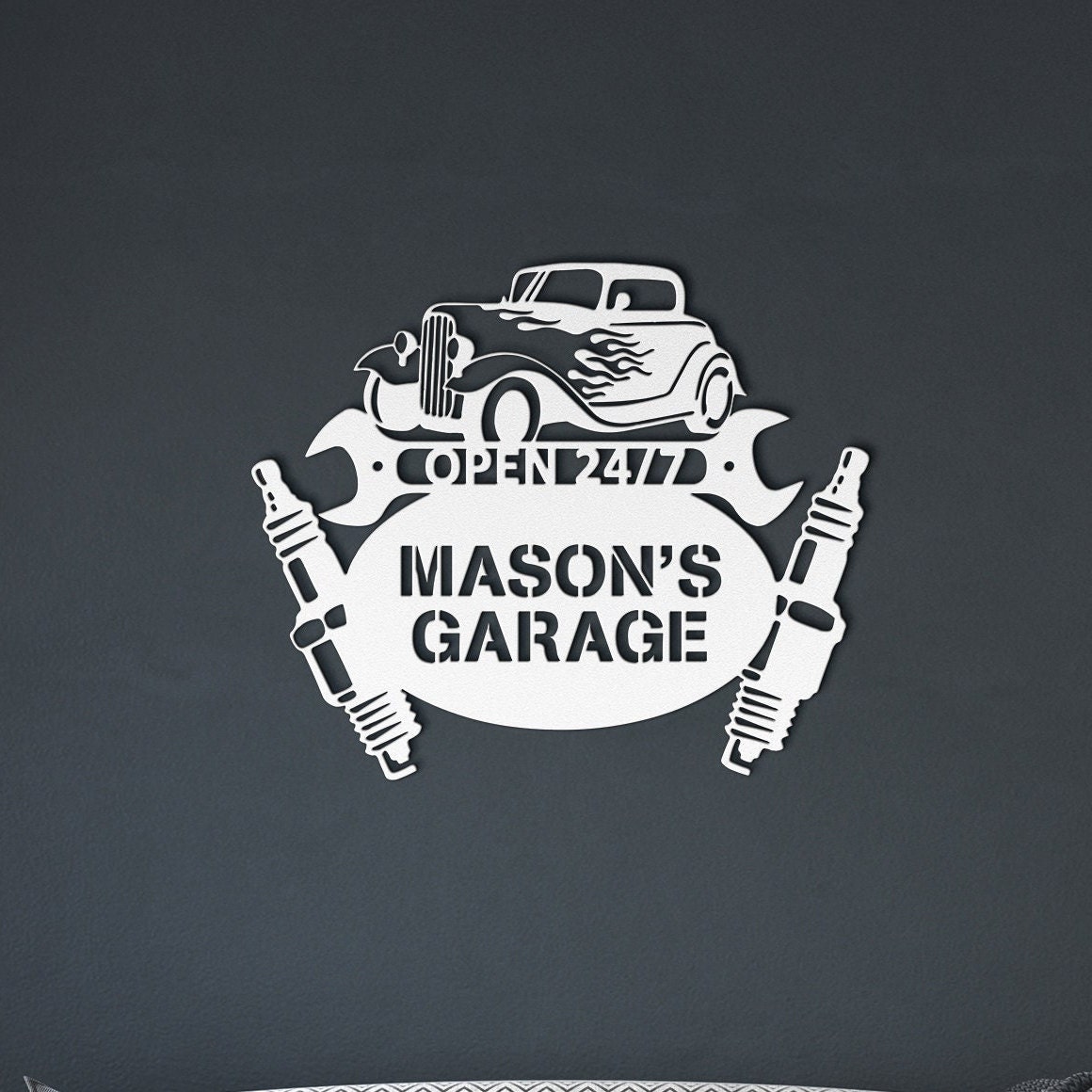 Hot Rod Sign, Garage Metal Sign, Classic Car Parking Garage Decor ...