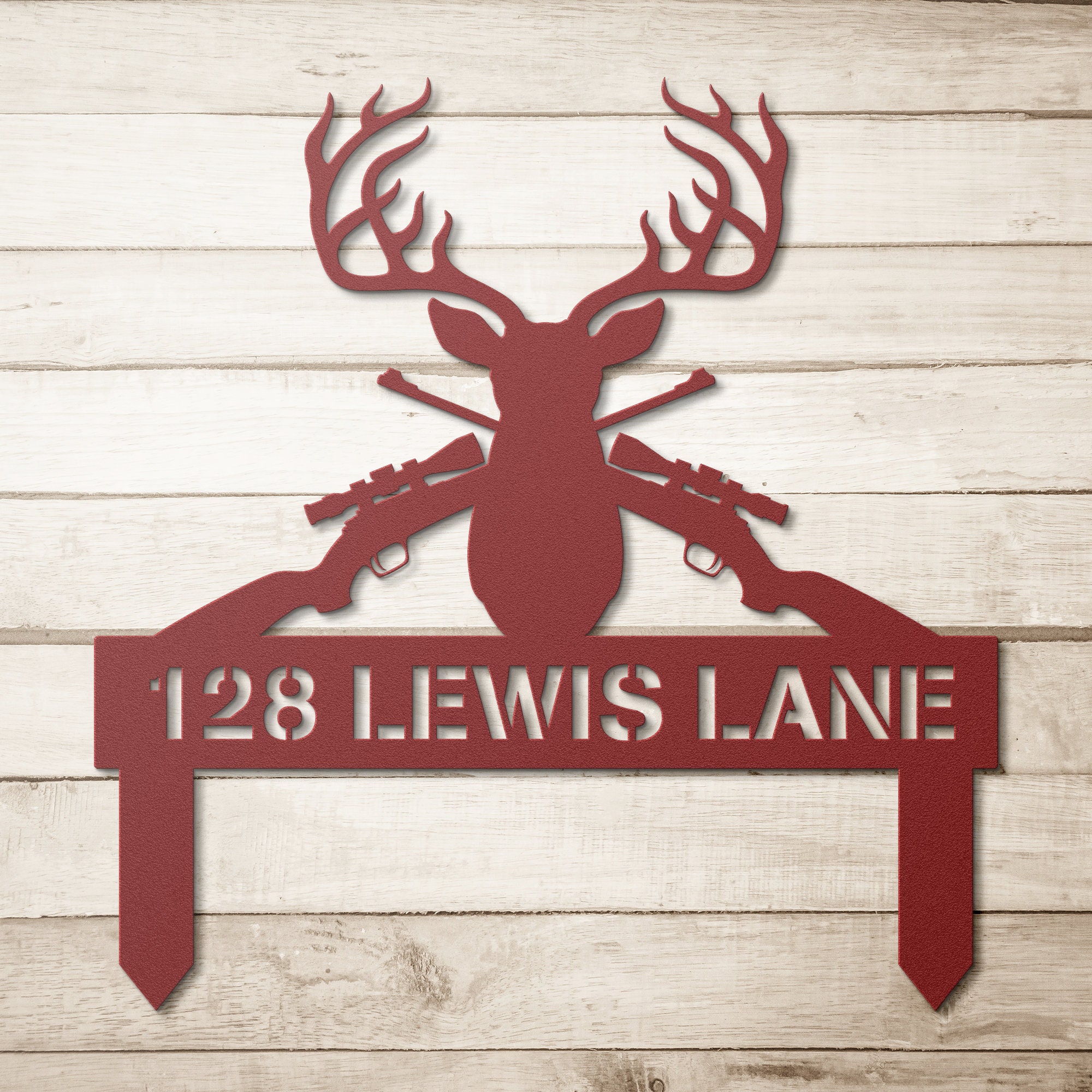 Deer Hunting Address Sign, Outdoor Garden Stake, Antler House Number ...