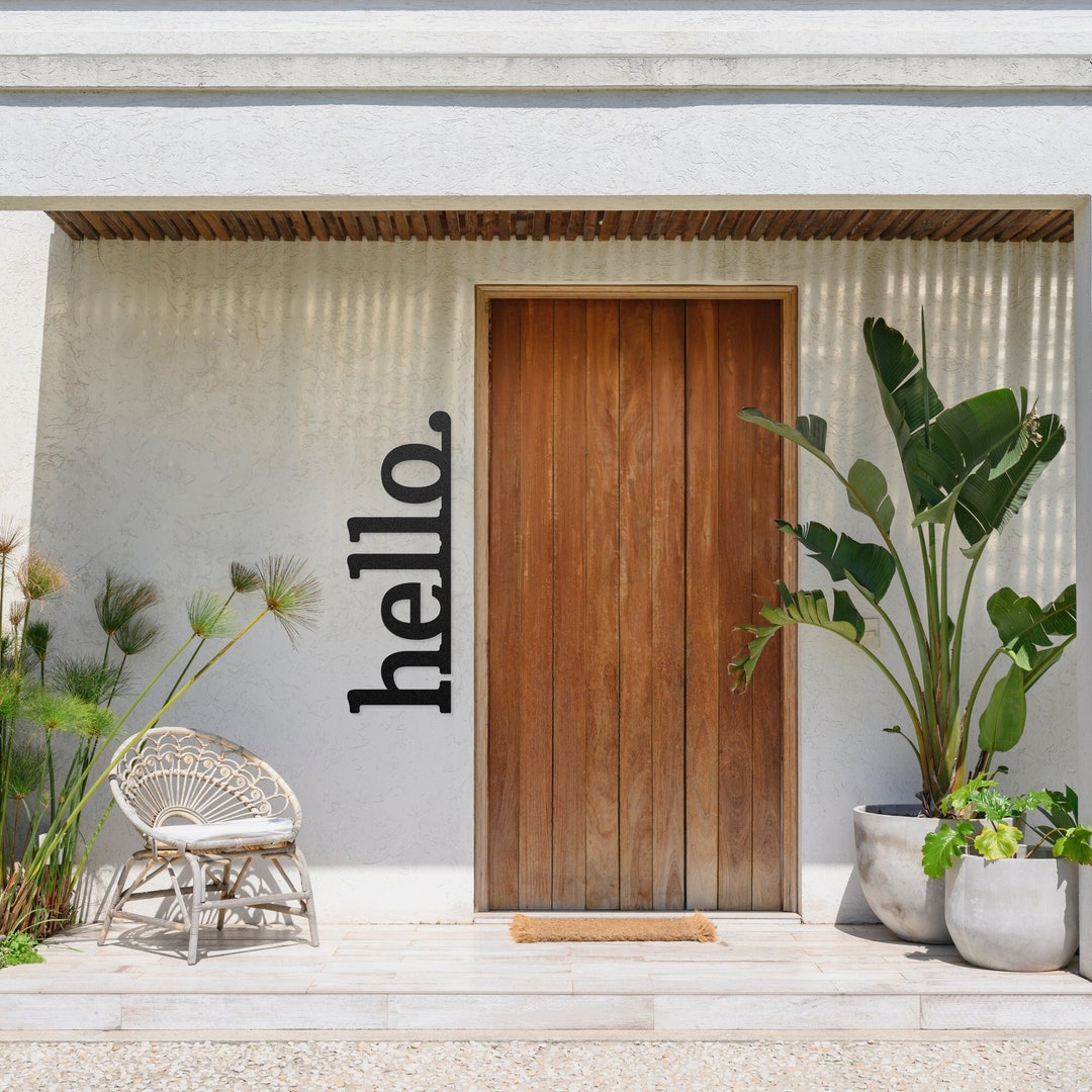 Hello Metal Art, Vertical Words Front Door Decor, Welcome Sign for ...