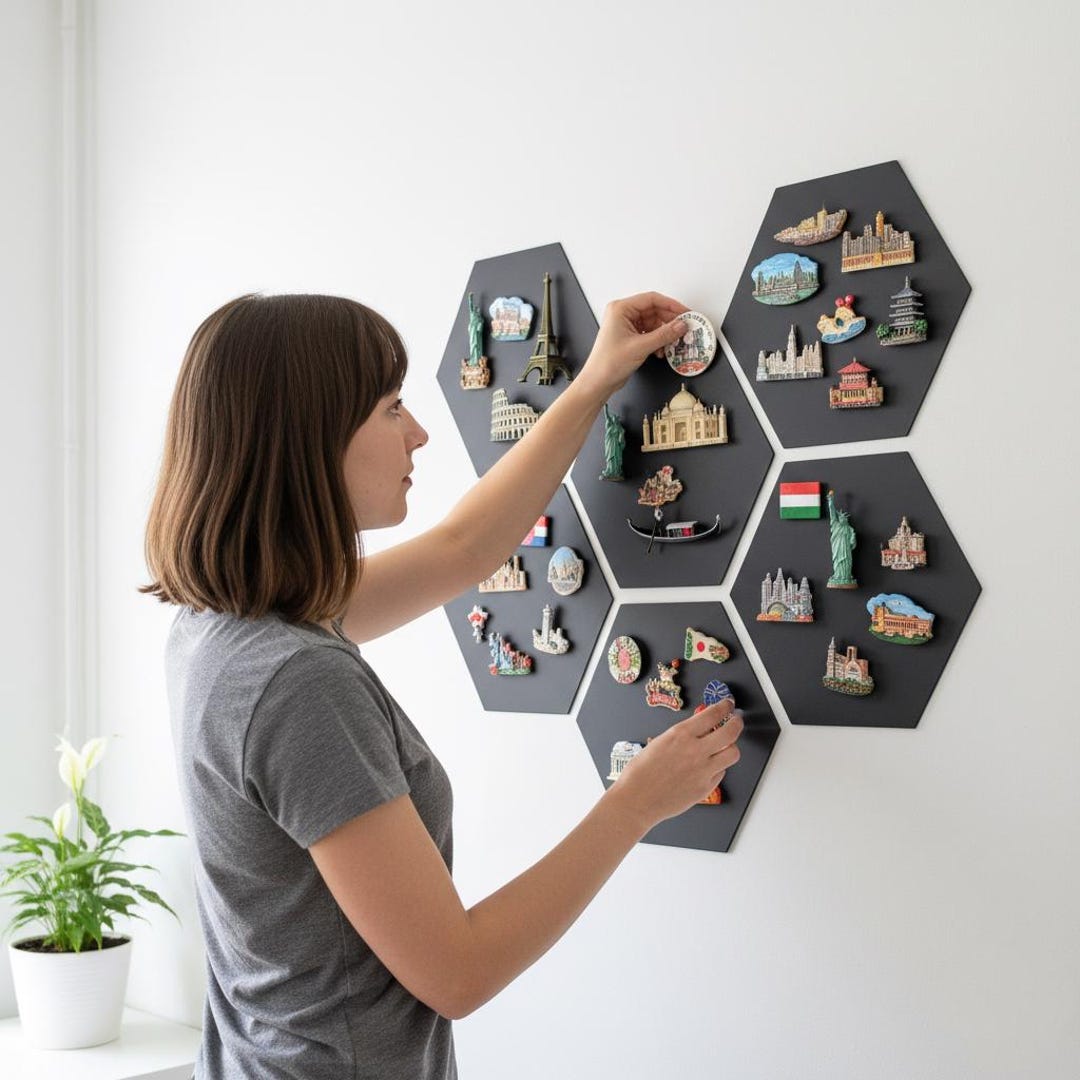Hexagon Magnet Display Board, Photos Notes Steel Board, Fridgemagnet ...